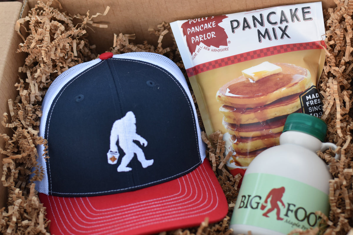 Bigfoot USA Embroidered Trucker Hat with Quart of wood fired Maple syr ...